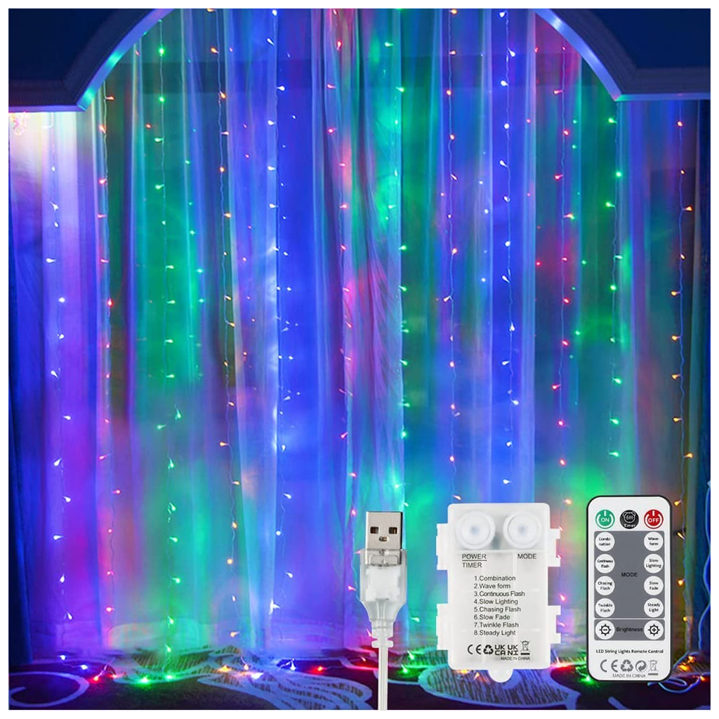Christmas Curtain Battery Remote Controller Warm and Light Color ...